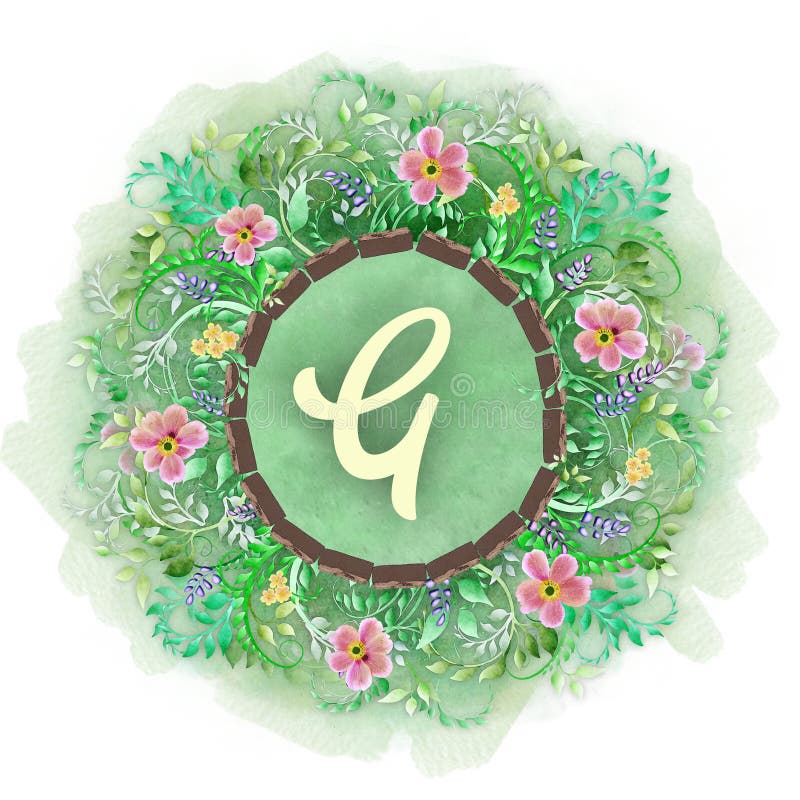Letter G Inside a Flower Patch Frame Editorial Stock Photo - Image of ...