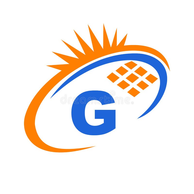 Letter G Inside Solar Cell or Solar Panel Energy Logo Design. Letter G ...