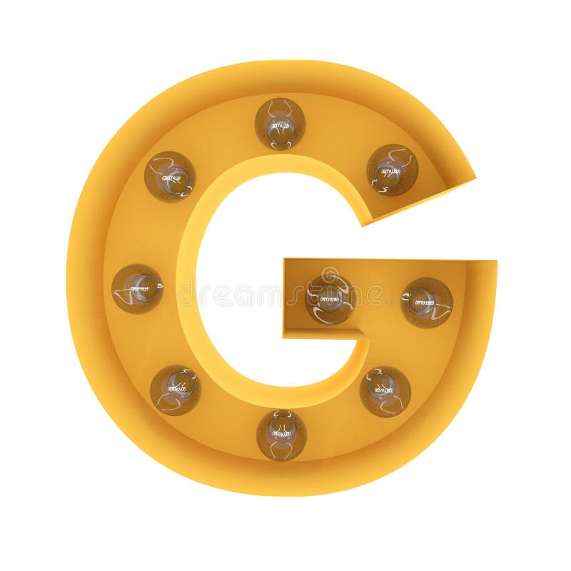 Letter G Light Sign Yellow Vintage. 3D Rendering Stock Illustration ...