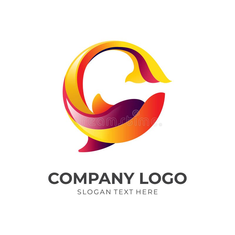 Letter G Logo with Colorful Dolphin Shape Stock Illustration ...