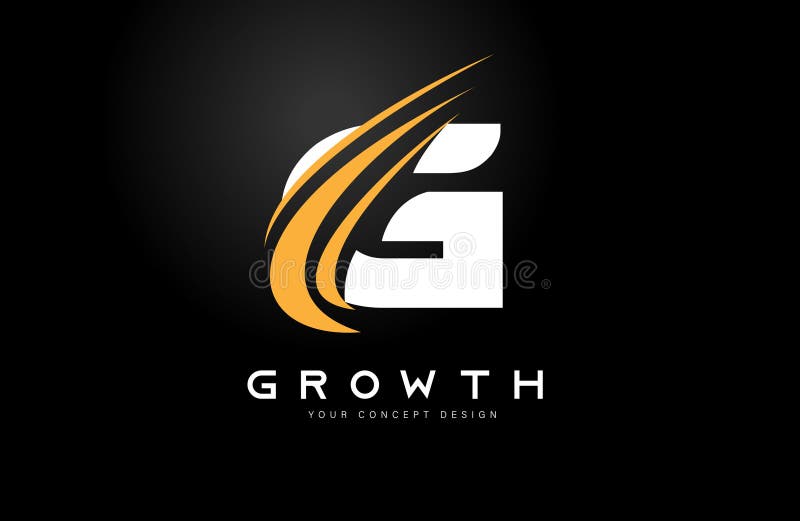 Letter G Logo Design with Yellow Swooshes and Creative Font Cut Stock ...