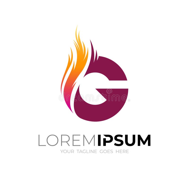 Letter G Logo with Fire Design Combination, Stock Vector - Illustration ...