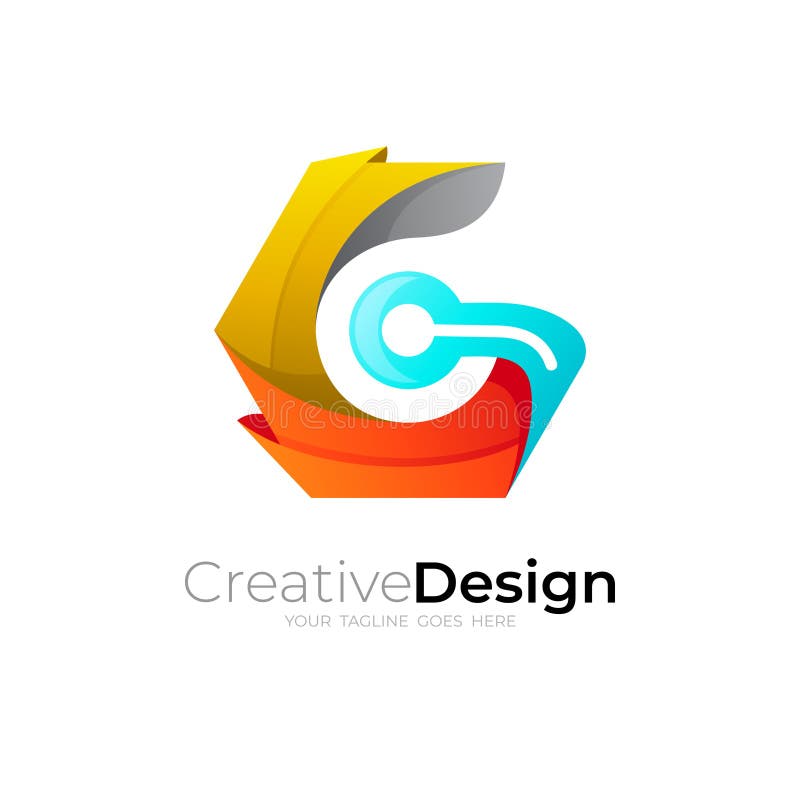 Letter G Logo and Hexagon Design Technology, Colorful Icon Stock Vector ...