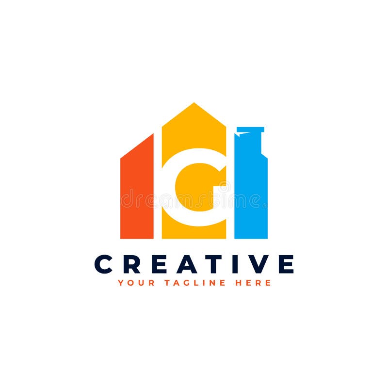 Letter G Logo. House Strip Shape with Negative Letter G Stock Vector ...