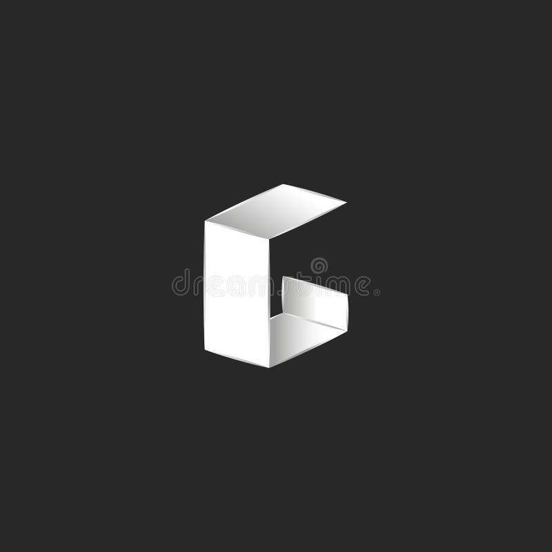 Letter G Logo Isometric Shape Typography Design Element, Folded White ...