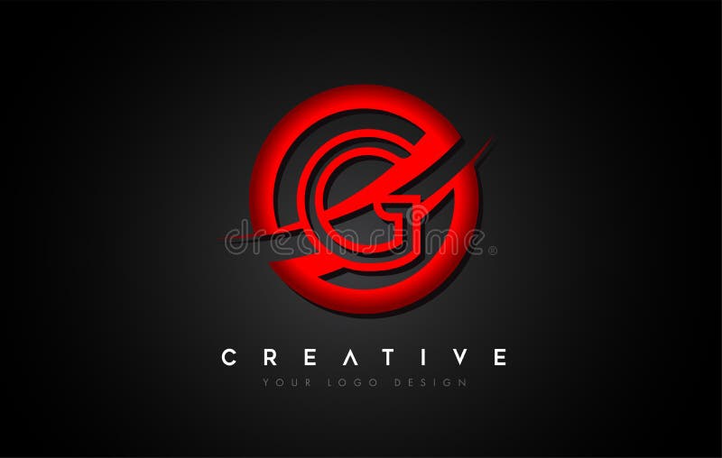 Letter G Logo with a Red Circle Swoosh Design. Creative Uppercase ...