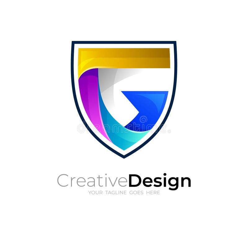 Letter G Logo and Shield Design Vector, Glossy Icon Stock Vector ...