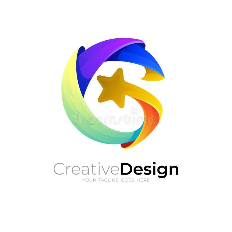 Letter G Logo and Star Design Vector, 3d Colorful Stock Vector ...