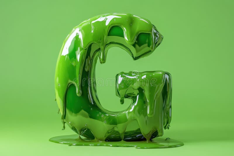 The Letter G is Made of Green Paint and Has a Green Liquid Dripping ...
