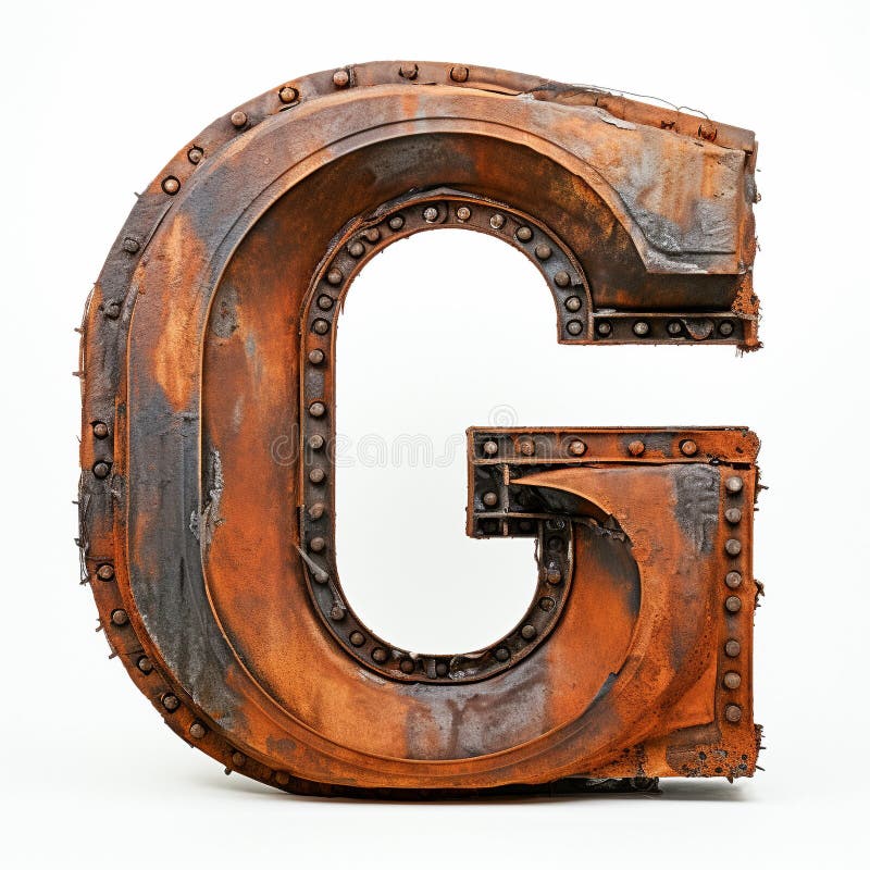Letter G Made of Rusty Old Steel on White Background Generative AI ...