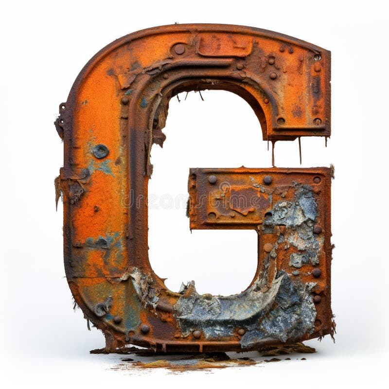 Letter G Made of Rusty Steel on White Background Generative AI Stock ...