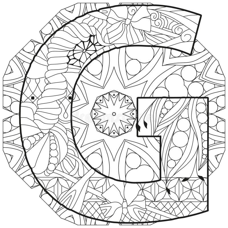 Letter G Monogram on Mandala, Engraving Design. Vector Illustration for ...