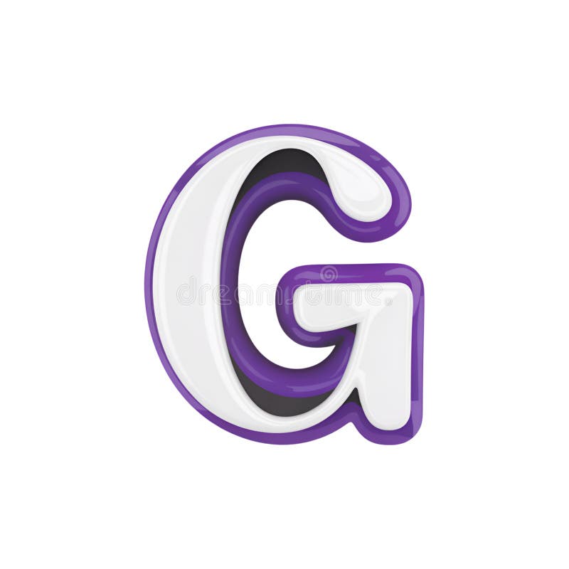 Letter G Illustration with White and Purple Border on a White ...