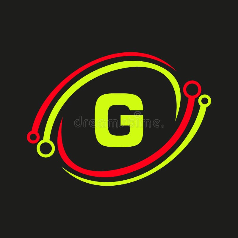 Letter G Technology Logo Combine with Technology Cable Vector Template ...