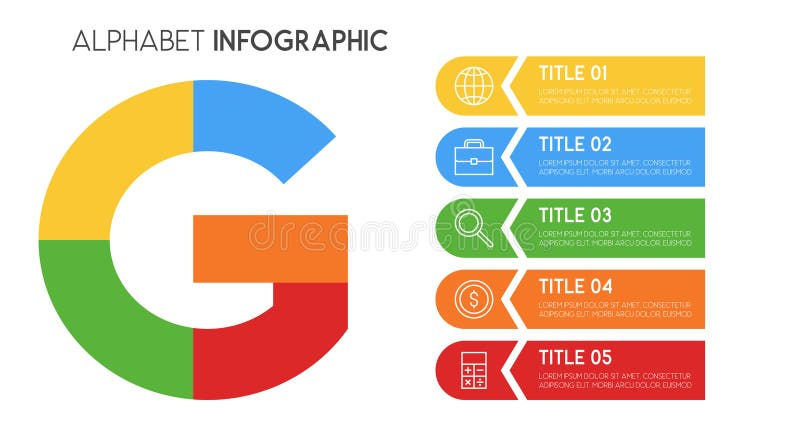 Letter G Vector Alphabet and Other Elements for Infographics Stock ...