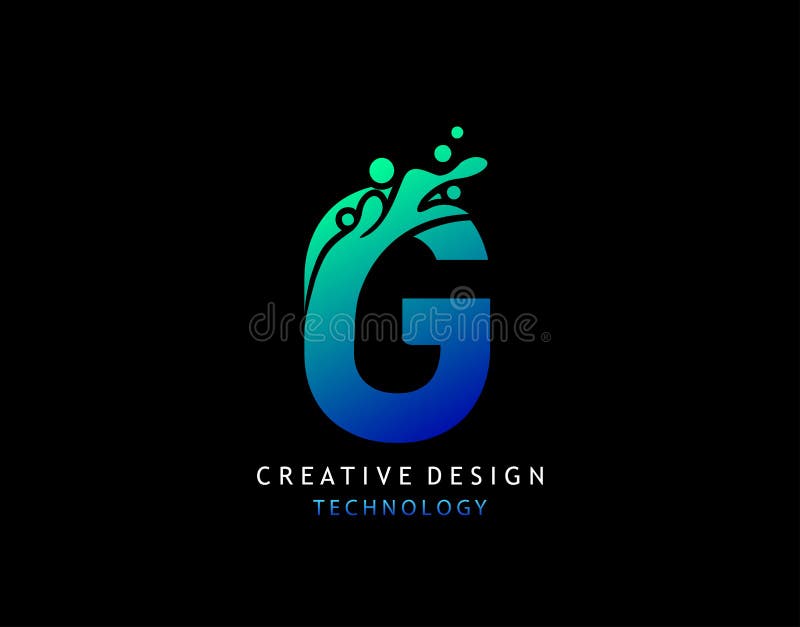 Letter G Water Splash Logo. Modern Techno Alphabetical Icon, Template ...