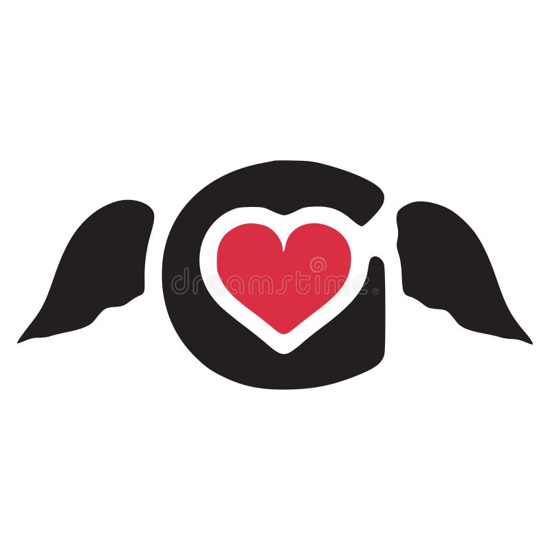 Letter G with Wings and Heart Symbol Stock Vector - Illustration of ...