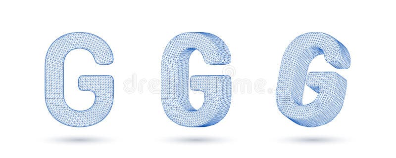 Letter G Wireframe High Polygonal Outline Low Poly Style Vector Design ...