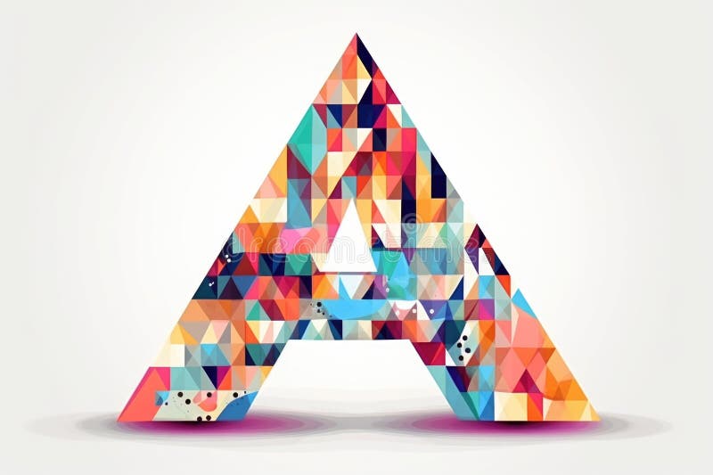 Letter a, Geometric Patterns Style, on White Background Stock ...