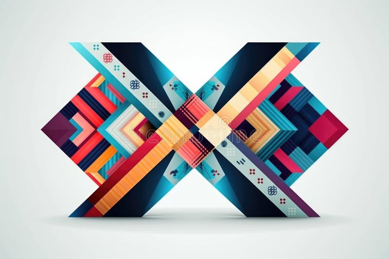 Letter X, Geometric Patterns Style, on White Background Stock ...