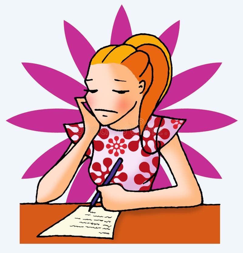 Letter Girl 04 with Background Stock Illustration - Illustration of ...