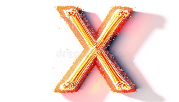 Letter X Glowing with Warm Light and Shadow on White Background Stock ...