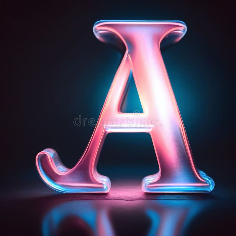 The Letter a Glows from the Inside with Pink Light Stock Illustration ...