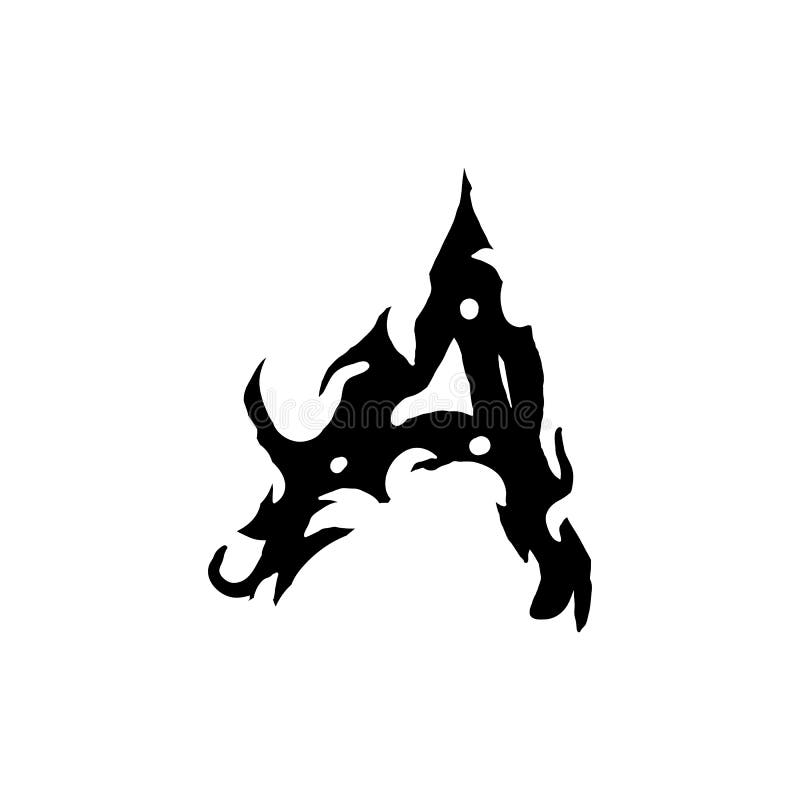 Letter a in Gothic Graffiti Style. Black Letter with Curls. Logo or ...