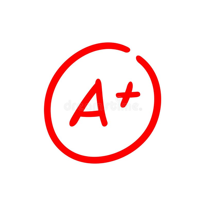 Letter B Plus Test Score, Red Letter Grade Mark, Vector Illustration ...