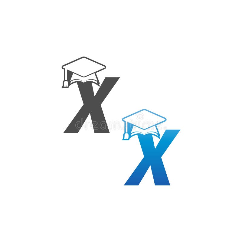 Letter X Graduation Cap Concept Design Stock Vector - Illustration of ...