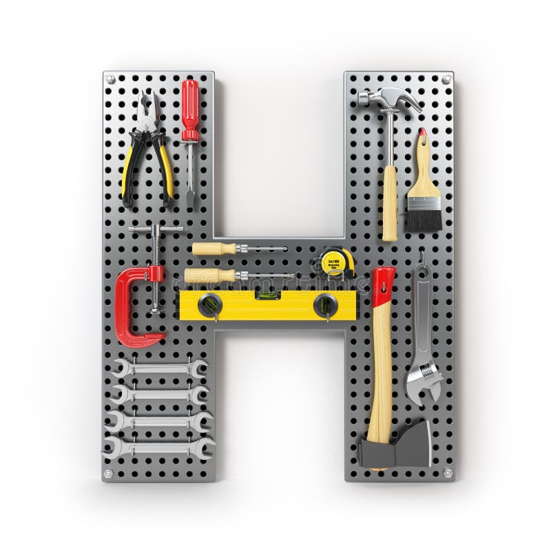 Letter H. Alphabet from the Tools on the Metal Pegboard Isolated Stock ...