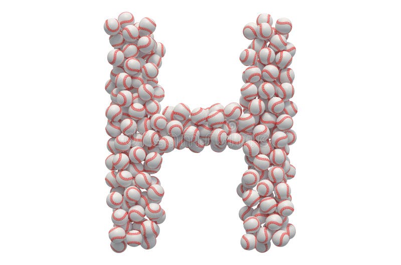 Letter H from Baseball Balls, 3D Rendering Stock Illustration ...