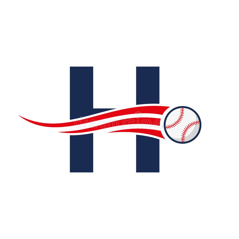 Letter H Baseball Logo Concept with Moving Baseball Icon Vector ...
