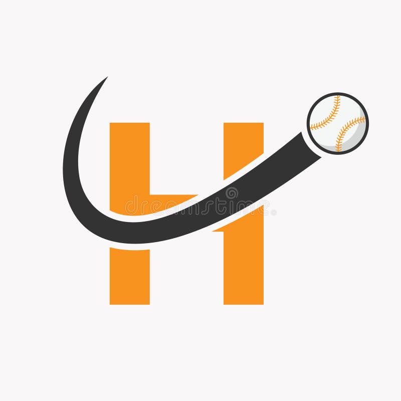 Letter H Baseball Logo Concept with Moving Baseball Icon Vector ...