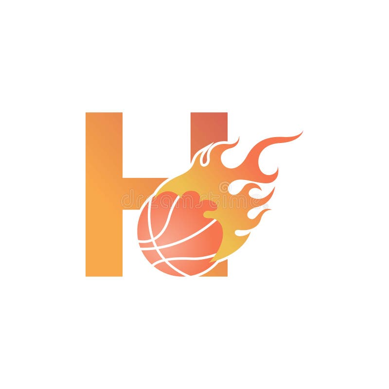 Letter H with Basketball Ball on Fire Illustration Stock Vector ...