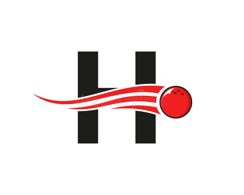 Letter H Bowling Logo. Bowling Ball Symbol with Red Moving Ball Vector ...