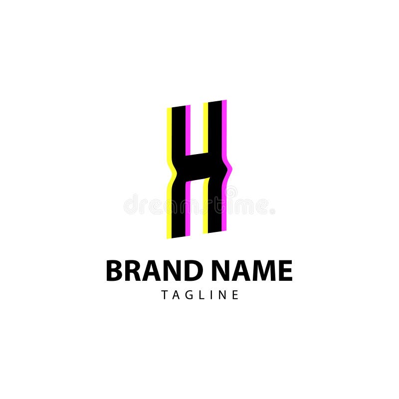 Letter H Bright Glitch for Creative Brand Stock Vector - Illustration ...