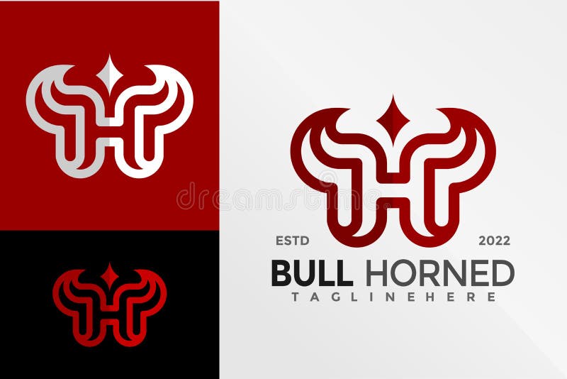 Letter H Bull Horned Logo Design Vector Illustration Template Stock ...