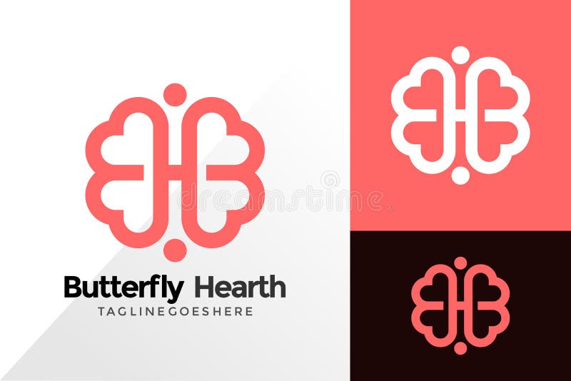 Letter H Butterfly Hearth Logo Design, Abstract Logos Designs Concept ...