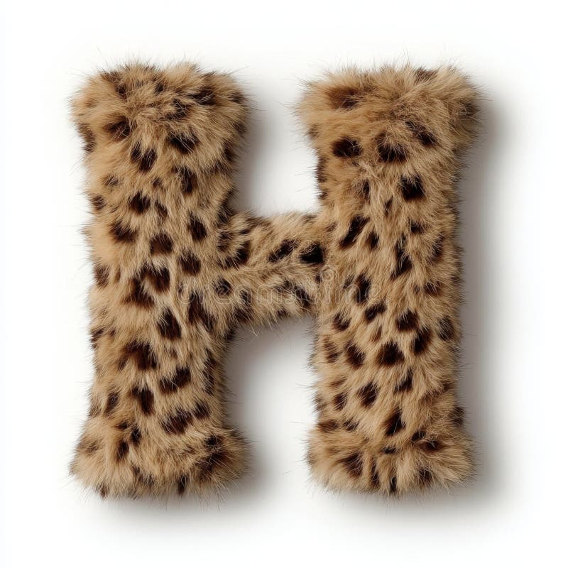Leopard Fur Letter H Displayed on a White Background for Creative Decor ...