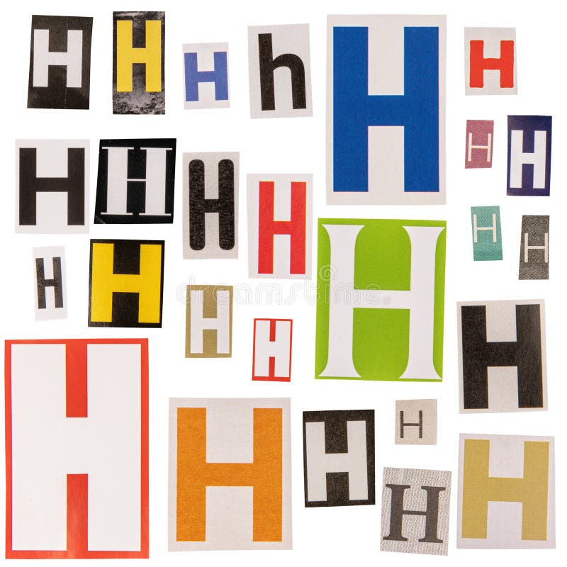 Letter H Cut Out from Newspapers Stock Image - Image of element ...