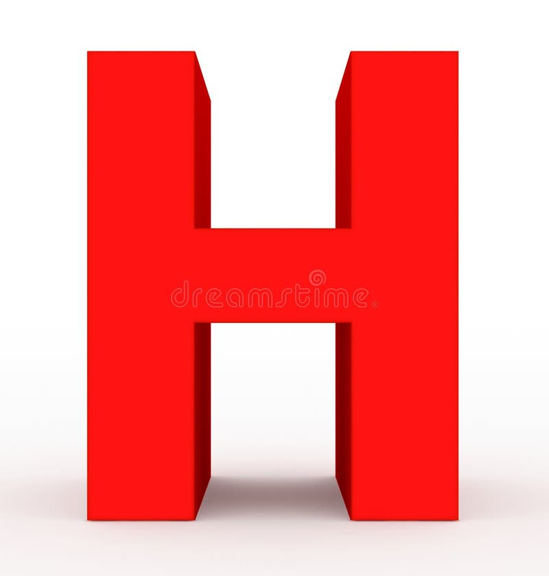 Letter H 3d Red Isolated on White Stock Illustration - Illustration of ...