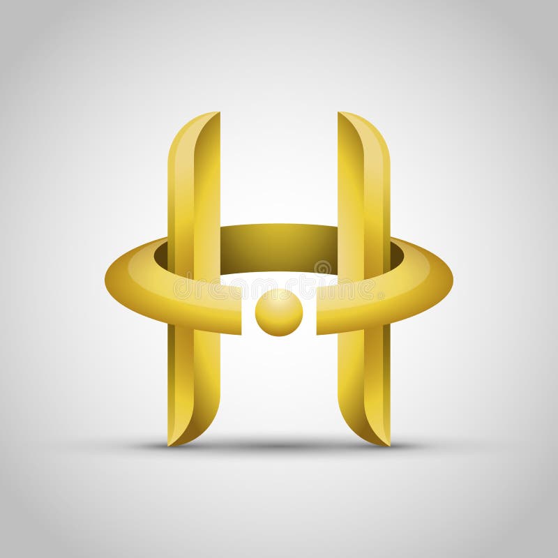 Letter H 3D Golden Ring Logo Stock Vector - Illustration of letter ...