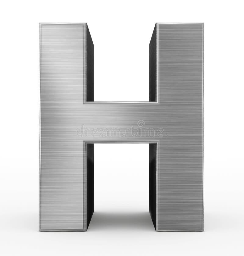 Letter H 3d Metal Isolated on White Stock Illustration - Illustration ...