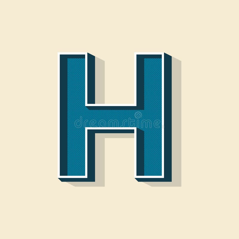 Letter H 3D Isometric Design Stock Illustration - Illustration of blue ...
