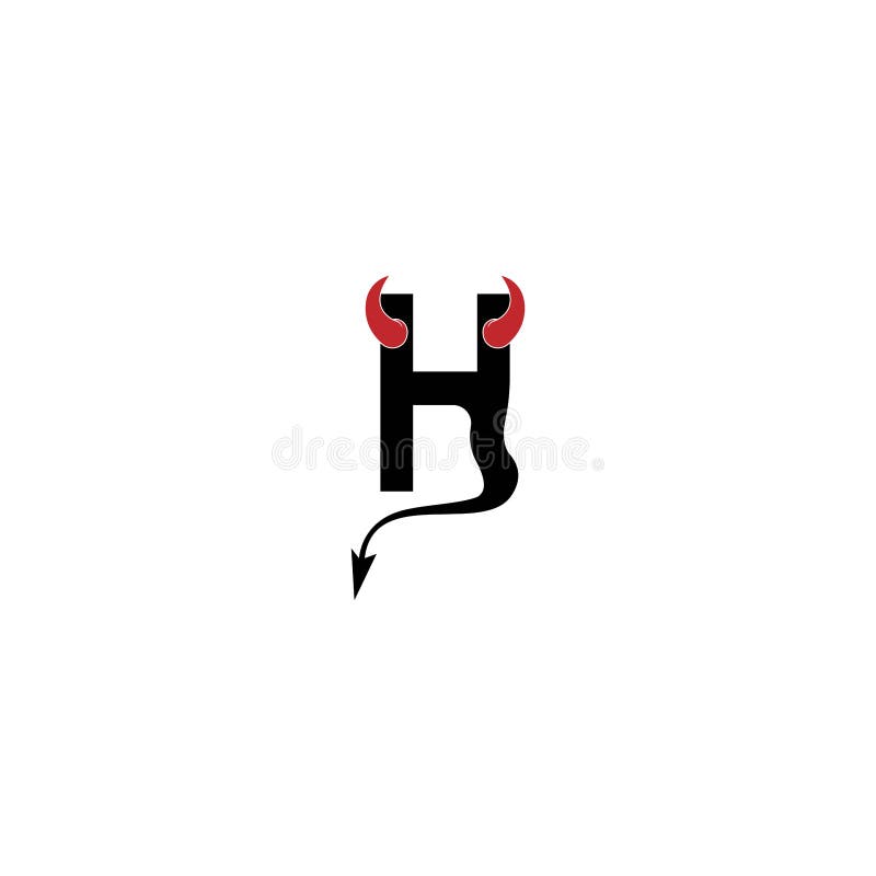 Letter M with Devil`s Horns and Tail Icon Logo Design Vector Stock ...