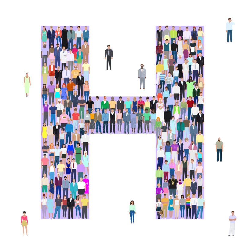 Letter H, Different People, Vector Illustration Stock Vector ...