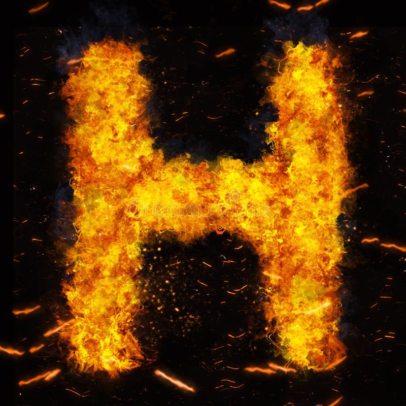 Letter H Flame Explosion Shape with Embers and Sparks Stock ...