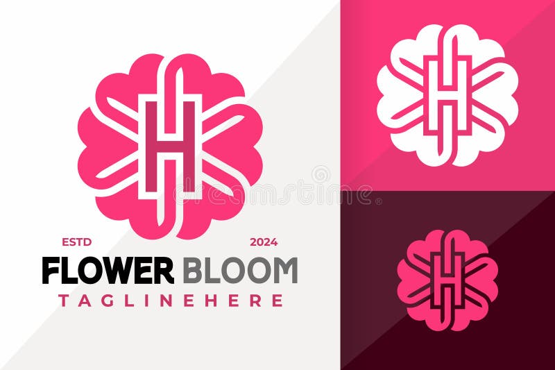 Letter H Flower Bloom Logo Icon Vector Design. Creative Simple Logos Designs Illustration Stock ...