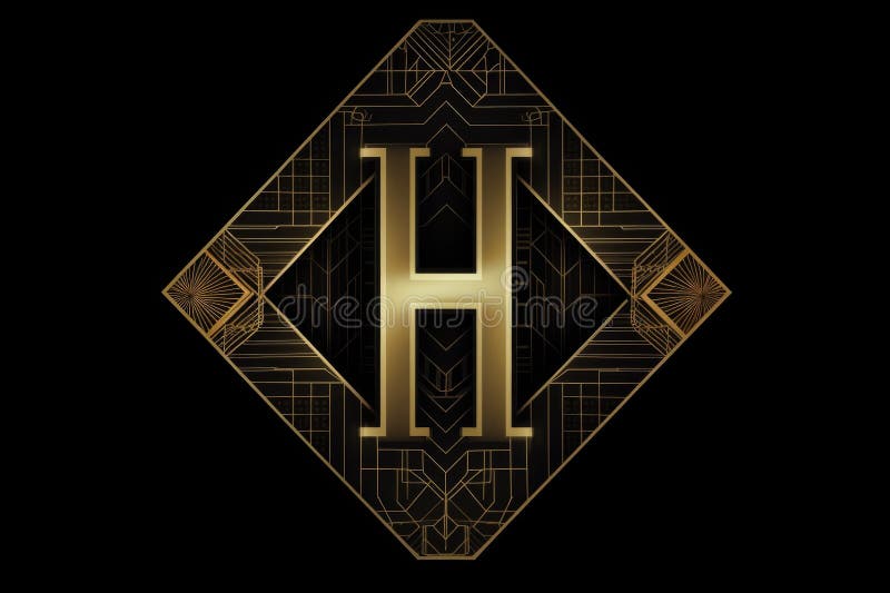 Letter H, Geometric Patterns Style, on Black Background Stock ...
